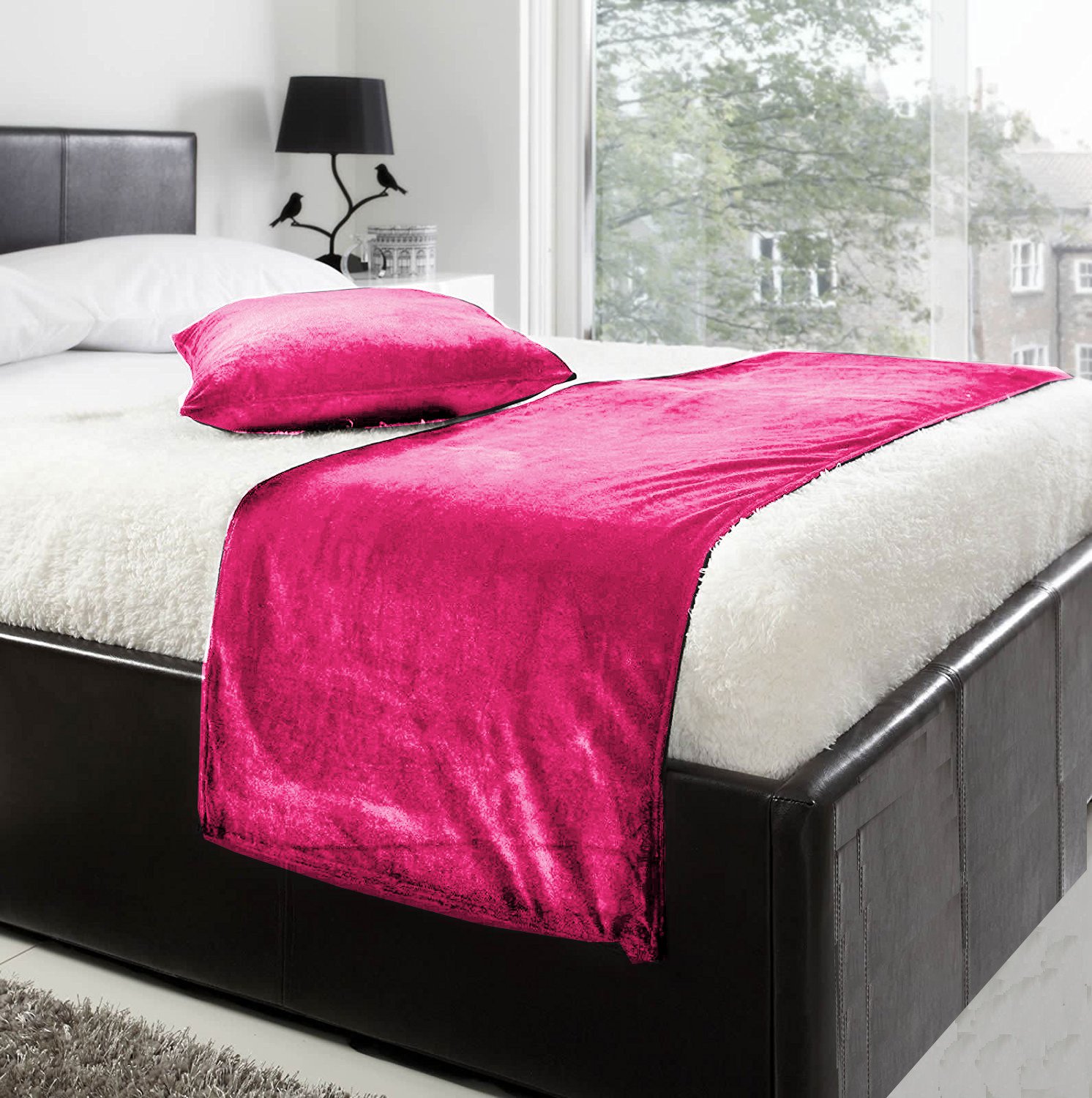 20"W X 95"H | VELVET BED RUNNER SET | Scarf | Throw | with 2 cushion ...
