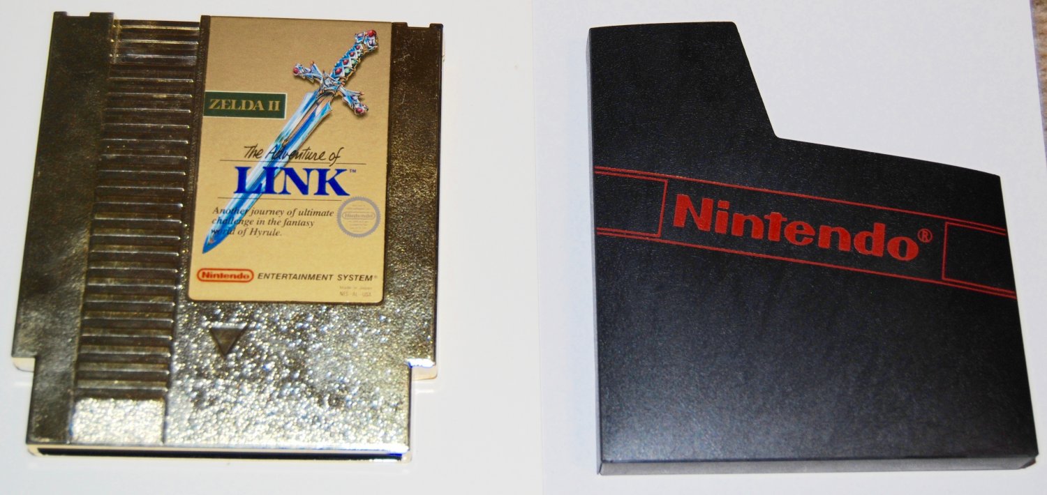 Zelda II: Adventures of Link 1988 Gold NES cartridge and sleeve