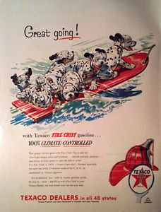1954 Texaco Dalmations Gas Vintage Ad 10x14