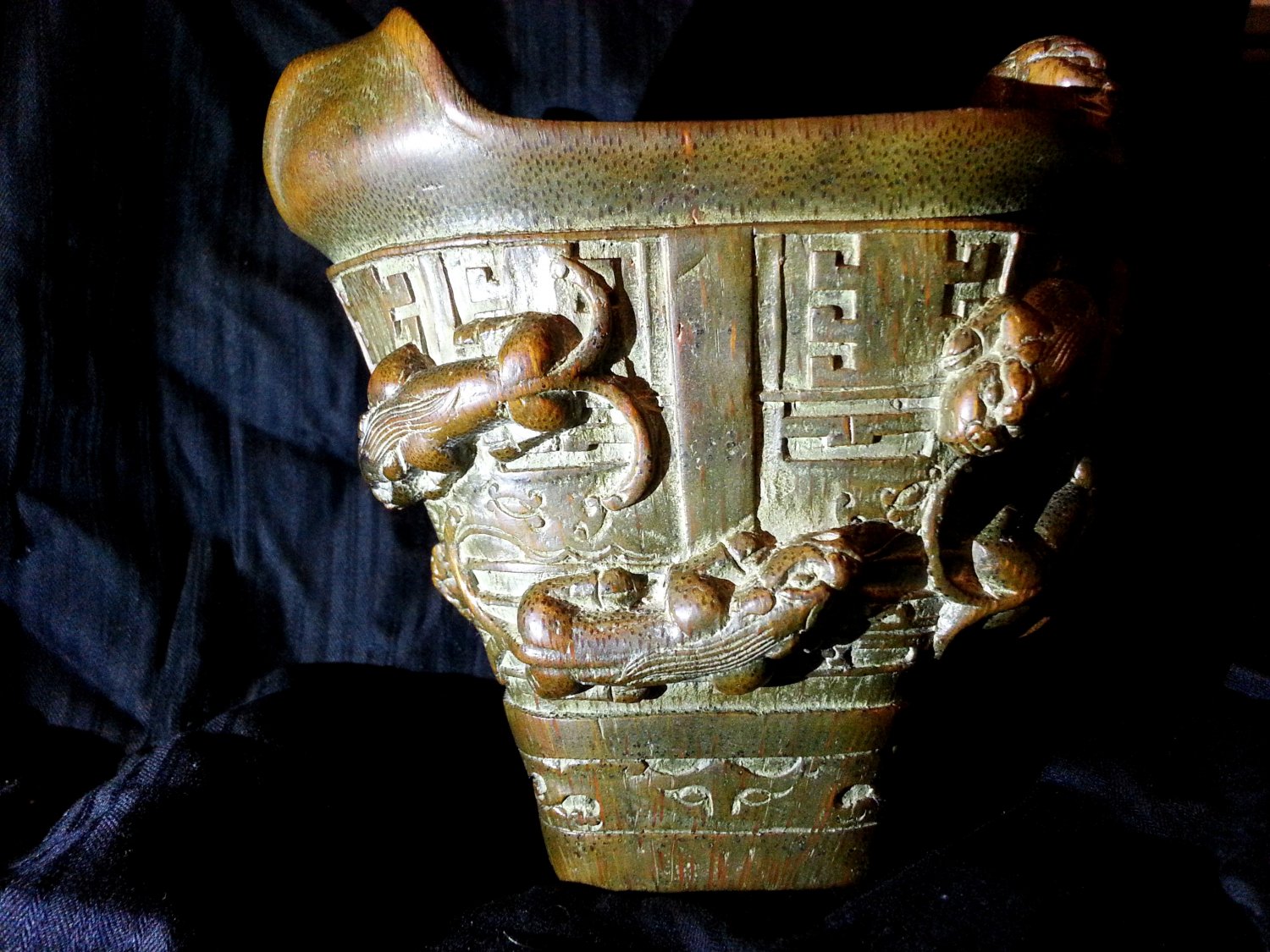 Amazing Antique Chinese Bamboo Libation Cup ~Archaic Imperial~ Qing Ming