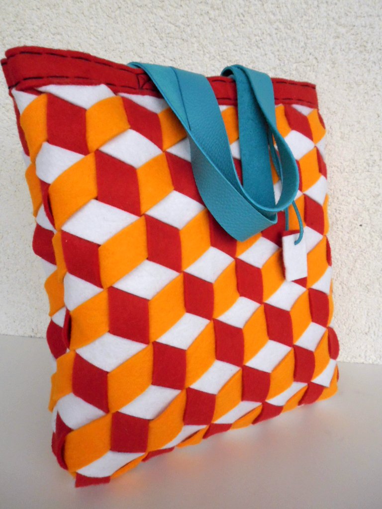 ,Red Felt Tote Bag , White Wool Felt Tote , Wool Felt Red Bag, Red ...