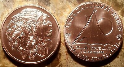 1 oz Copper Indian Series #5 Chief Bullion Round
