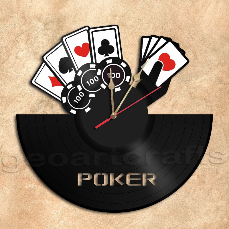 Poker Game Wall Clock Vinyl Record Clock Handmade