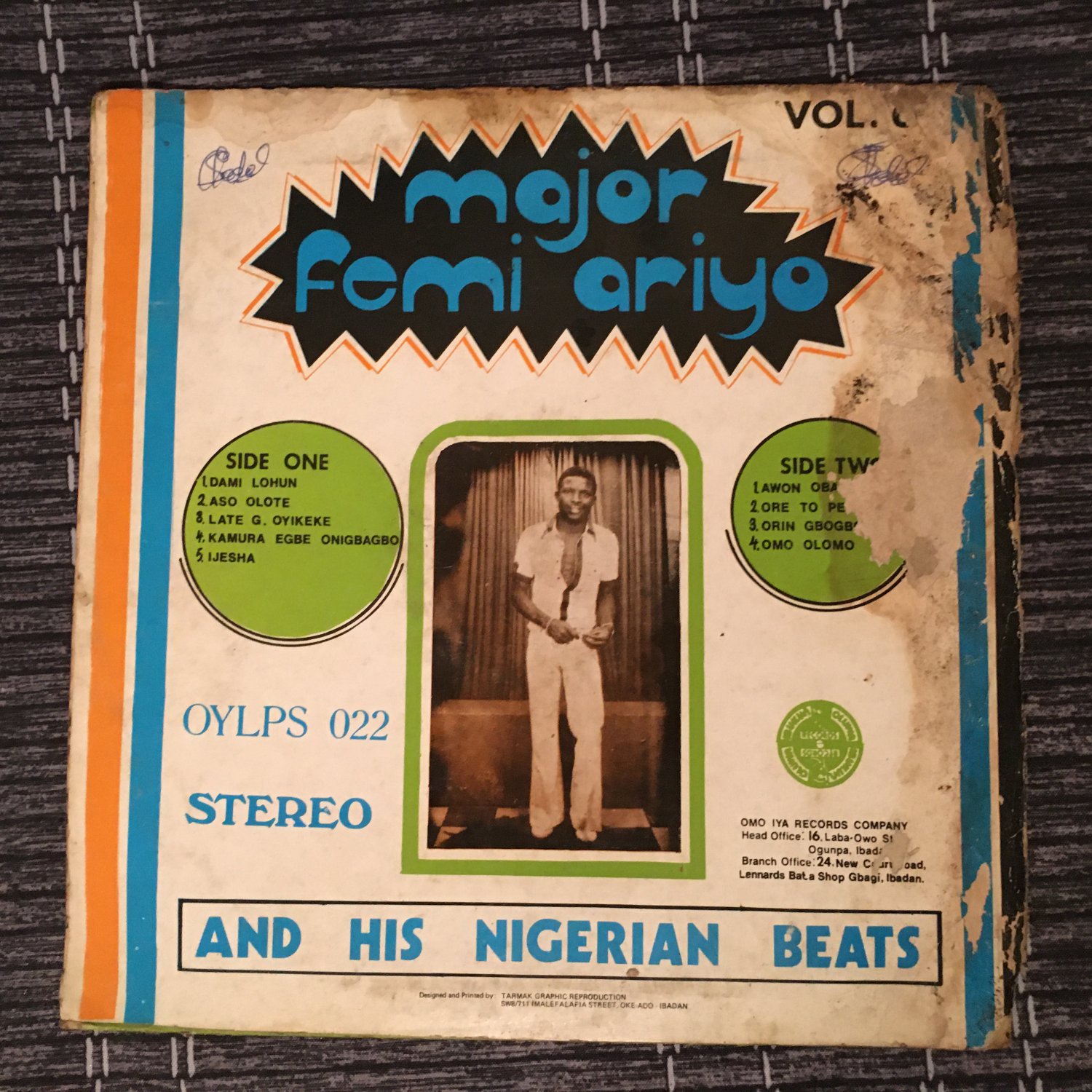 MAJOR FEMI ARIYO & HIS NIGERIA BEATS LP vol. 6 NIGERIA mp3 LISTEN