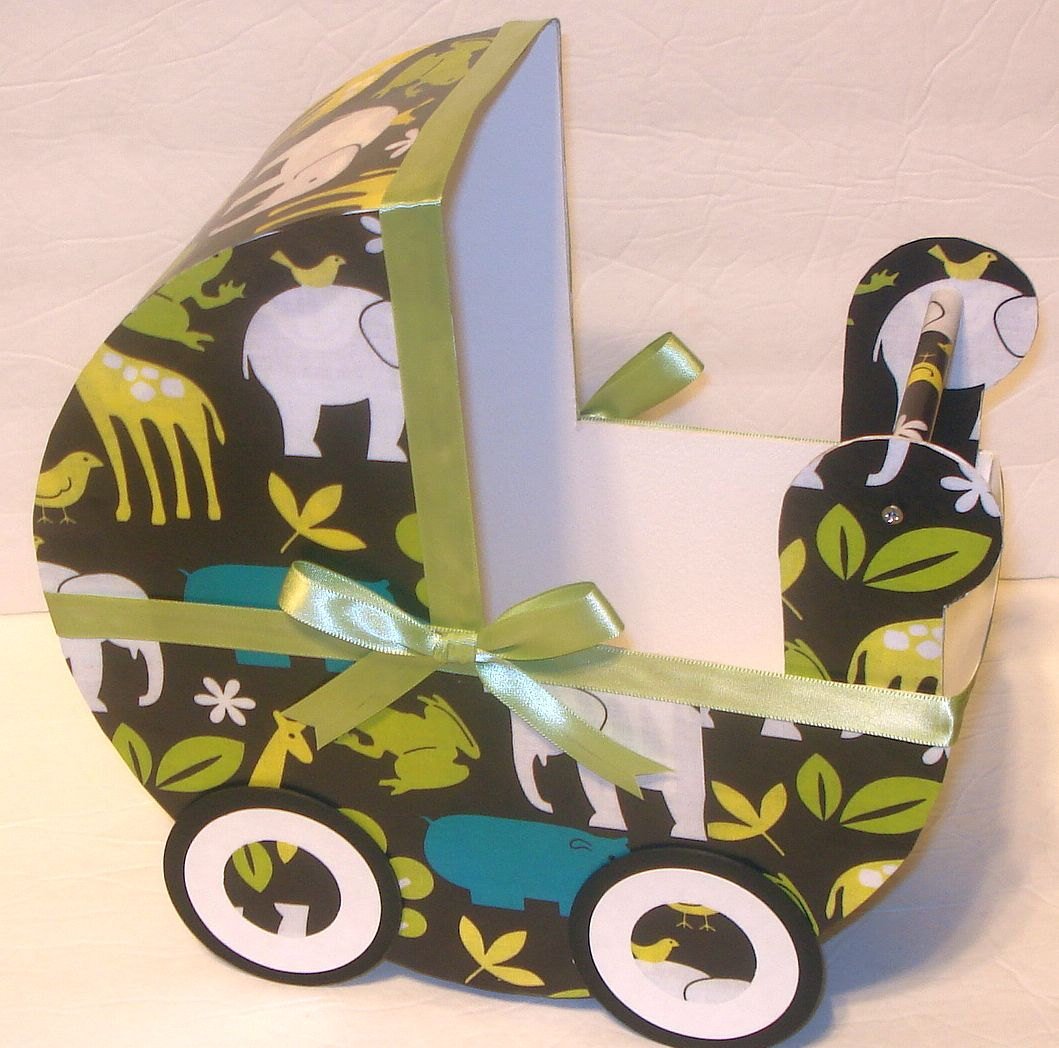 Zoology Baby Jungle Baby Carriage Table Centerpiece / Gift Box