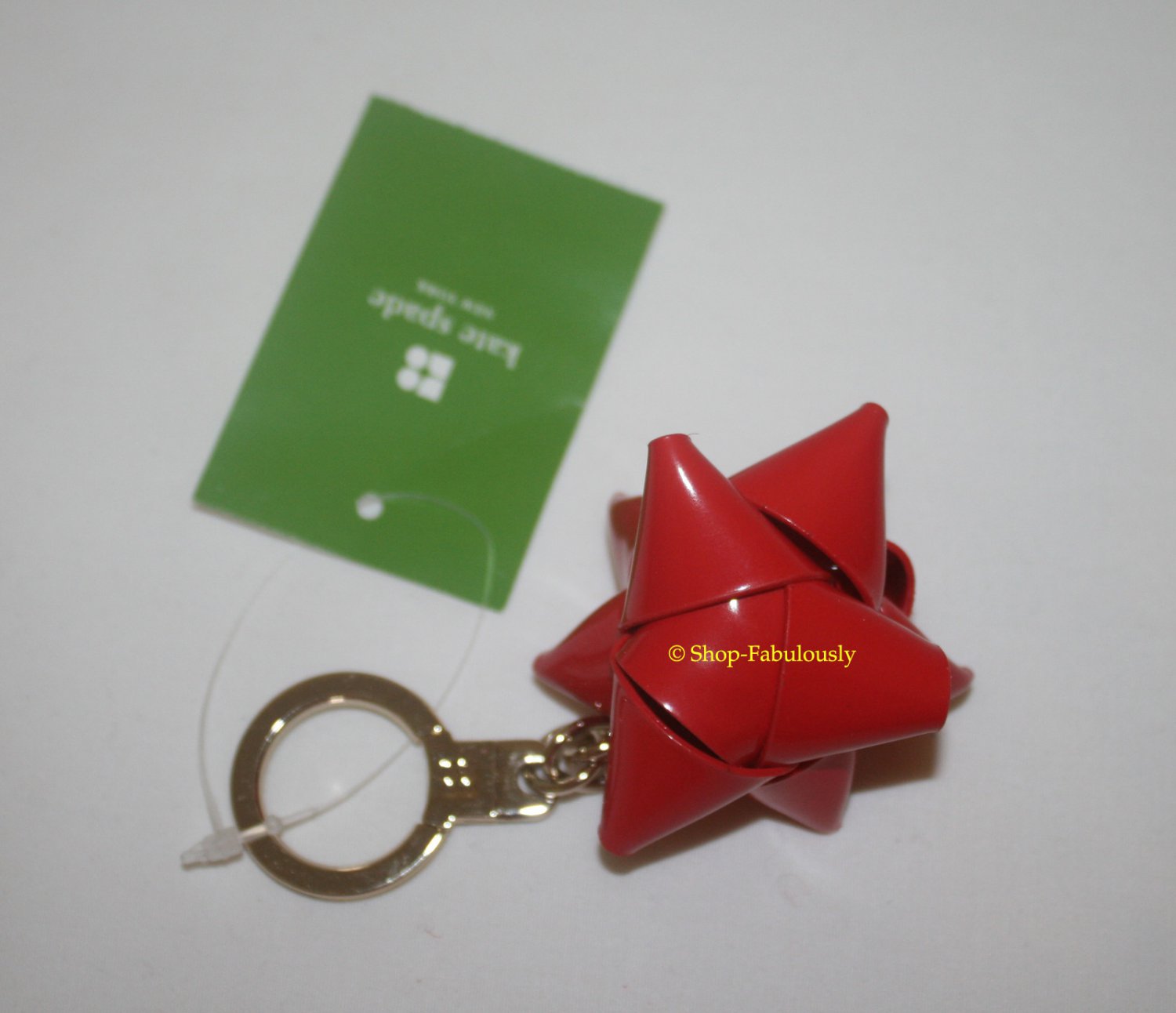 New Authentic KATE SPADE Sweet Shiny Cherry Red BOW Keyfob Keychain NWT ...
