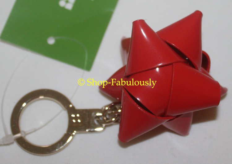 New Authentic KATE SPADE Sweet Shiny Cherry Red BOW Keyfob Keychain NWT ...