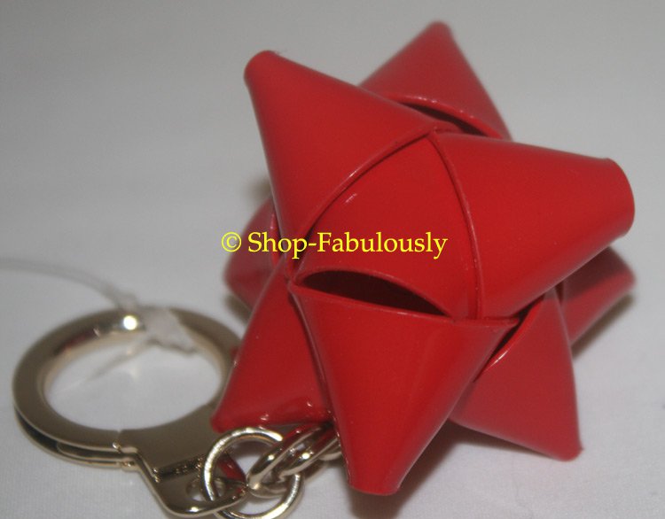 New Authentic KATE SPADE Sweet Shiny Cherry Red BOW Keyfob Keychain NWT ...