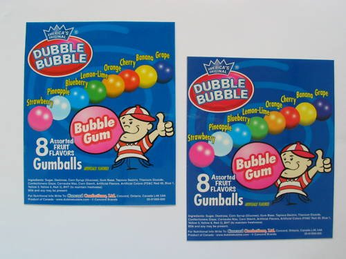 5 Jumbo Original laminated VENDING labels Gumballs