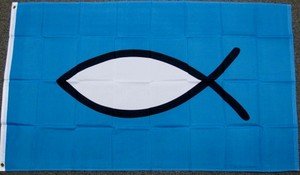Jesus Fish Flag 3x5 feet Christian Church Ichthus Ixoye Jesus Christ