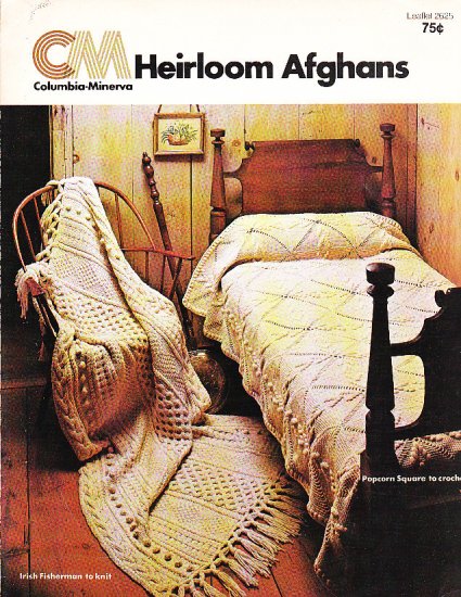* 5 * VINTAGE Knitted/Crochet Afghan Patterns Irish Fisherman ...