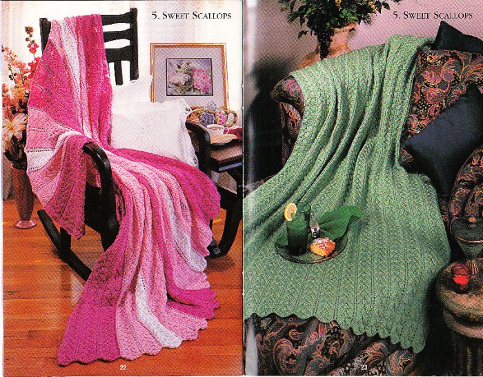 *6 * Knit/Crochet Lacy Ripple Afghan Patterns Red Heart