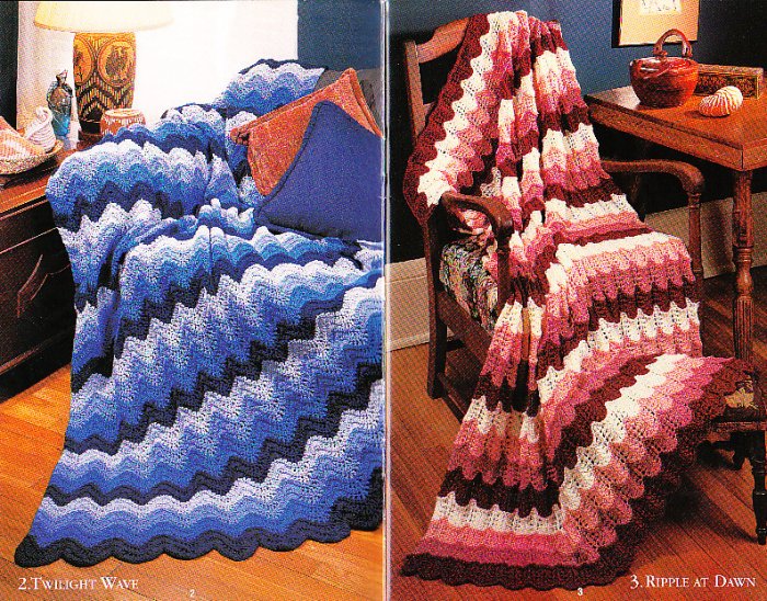 *6 * Knit/Crochet Lacy Ripple Afghan Patterns Red Heart