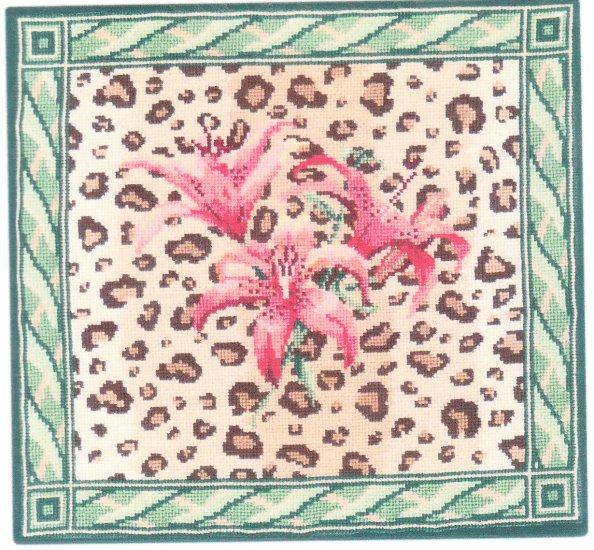 *Cross Stitch Pattern LEOPARD AND LILIES Jeanne Bowers