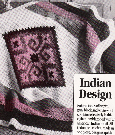 **McCall's Indian Design - Aztec Afghan Aran Knit/Crochet Pattern