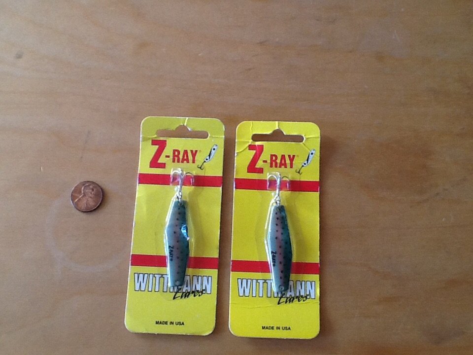 2 Wittmann Z-Ray Trout Spoons, New Old Stock, 1/4 oz. Rainbow trout