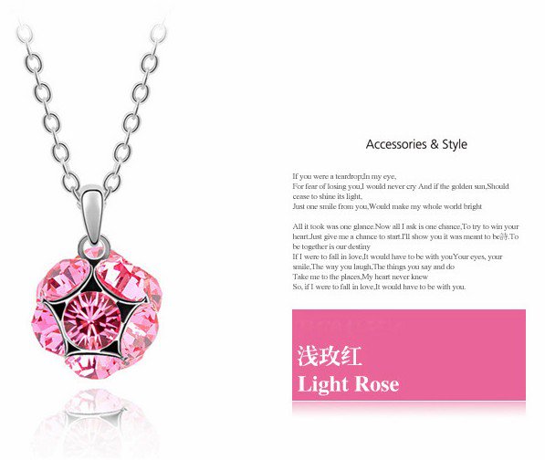 Light Rose Pandora Magic Crystal 18K Gold or Platinum Plated Necklace