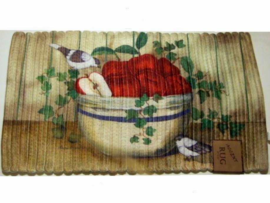 Apples Birds Braided Kitchen Rug