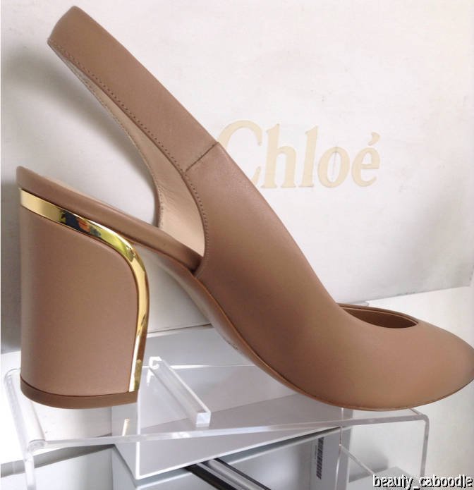 NEW Authentic CHLOE Leather Block Heel Slingback Pumps (Size 38)