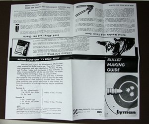 LYMAN BULLET MAKING GUIDE, INSTRUCTION SHEET