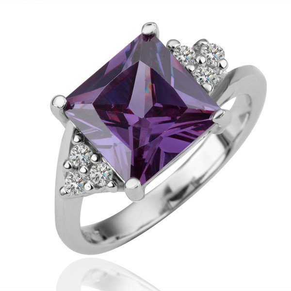 18KGP R094 Dark Purple Crystal 18KPlatinum Plated Ring Health Jewelry ...