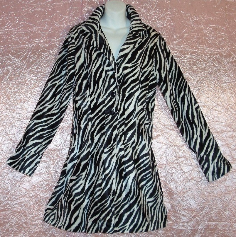 Vintage Zebra Jacket Flattering Design All~Season Soft Faux Fur Like ...