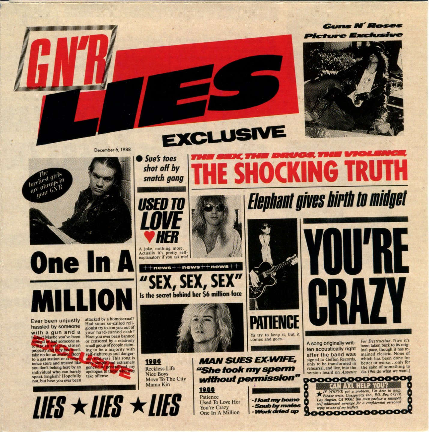 Guns N' Roses G N' R Lies CD
