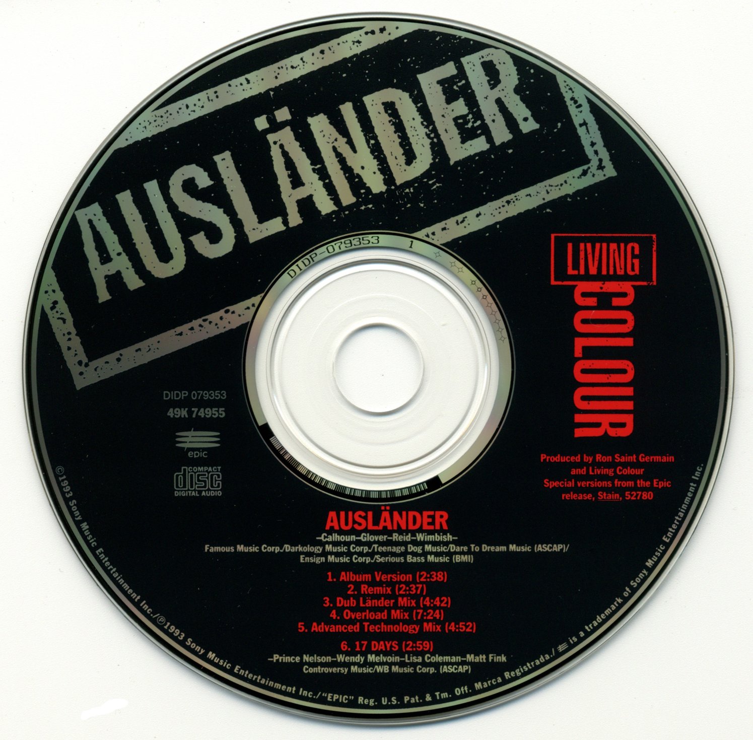 Living Colour Auslander CD Single