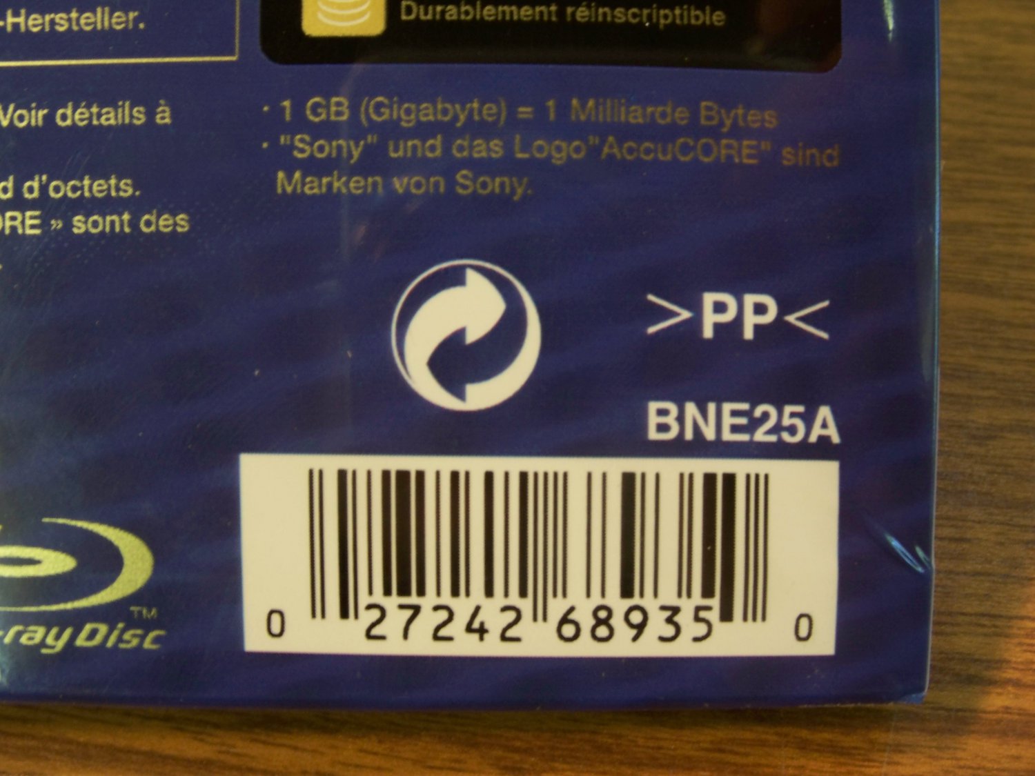 Sony BD-RE Blu-Ray Rewritable Disc (BNE25A) 25GB 1-2x Full HD 1080 *NEW*