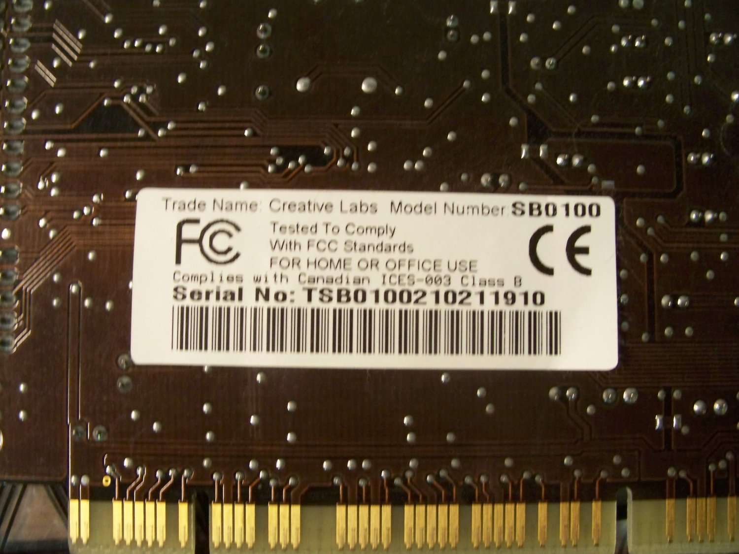 Creative Labs Sound Blaster Live 5.1 PCI Audio Adapter (SB0100) *USED*