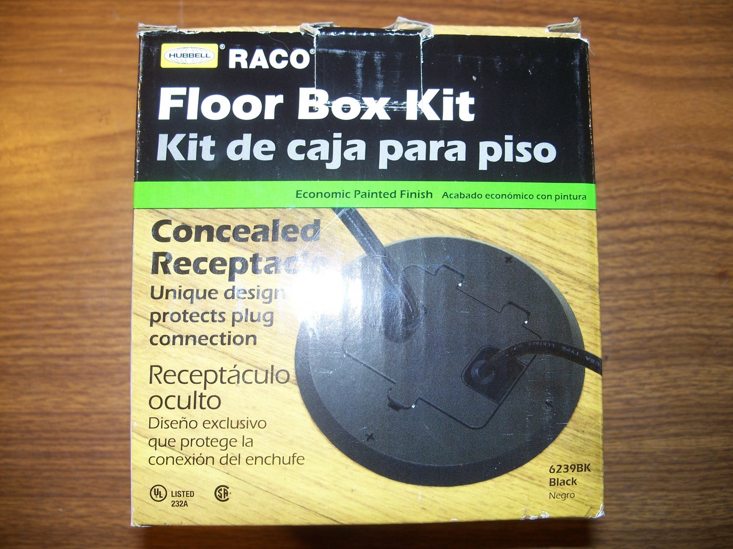 Hubbell Raco Black Concealed Receptacle Floor Box Kit (6239BK) *NIB*