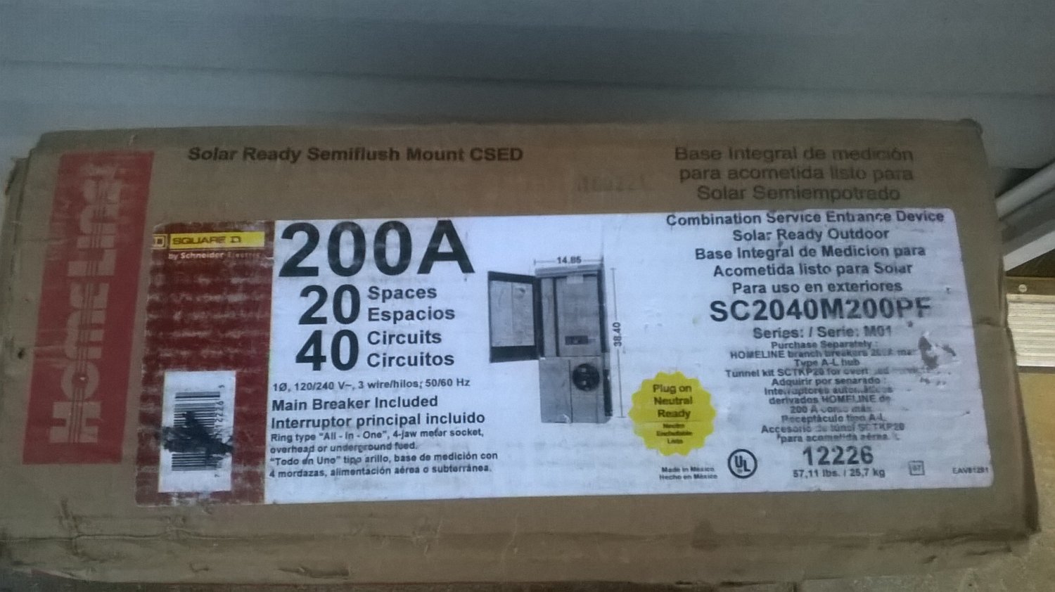 Square D Homeline Combo Service Solar Panel Type 3R (SC2040M200PF ...