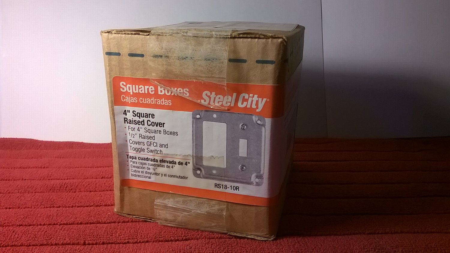 Steel City Box of 10 1-Gang 4" Square 1/2" Raised Metal Covers GFCI ...