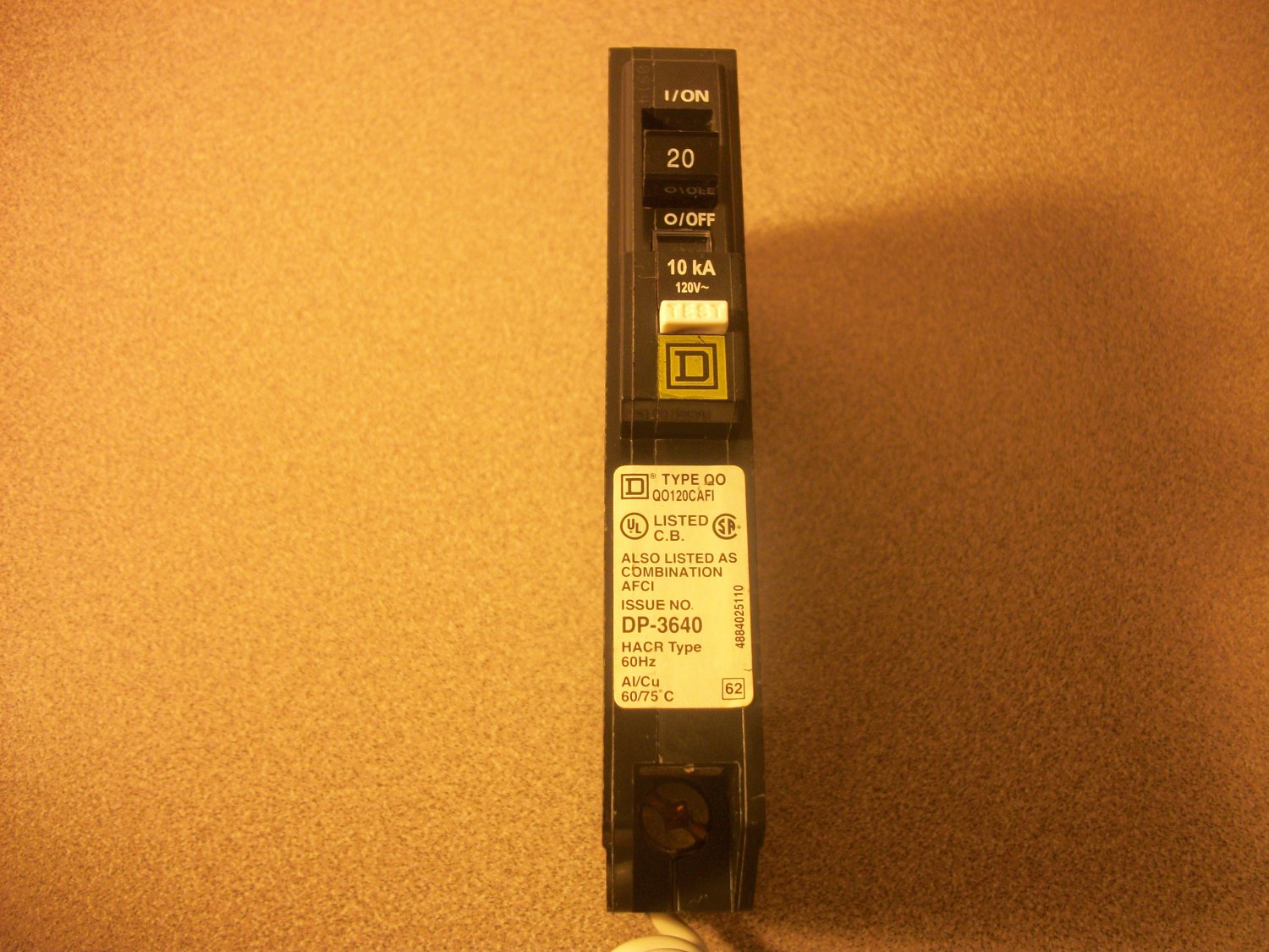 Square D AFCI QO Circuit Breaker (QO120CAFI) 20Amp 120Volt 1Pole 10kA *NOB*