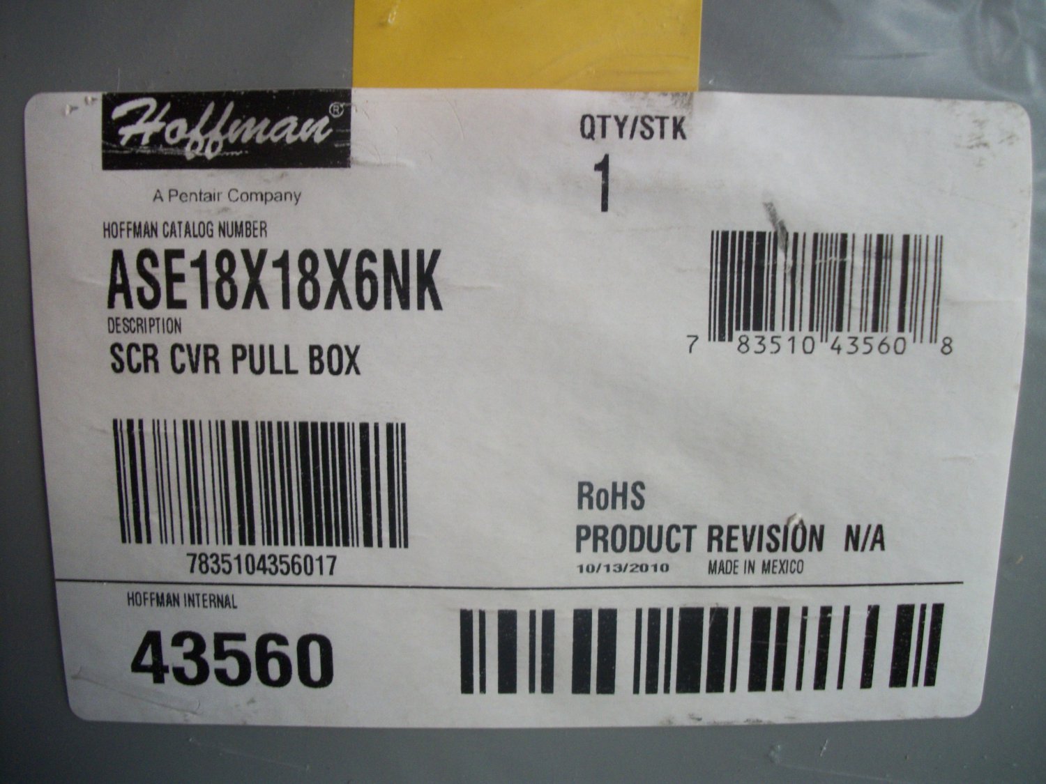 Hoffman 18X18X6 Pull Box Screw Cover Enclosure ASE18X18X6NK *NEW*