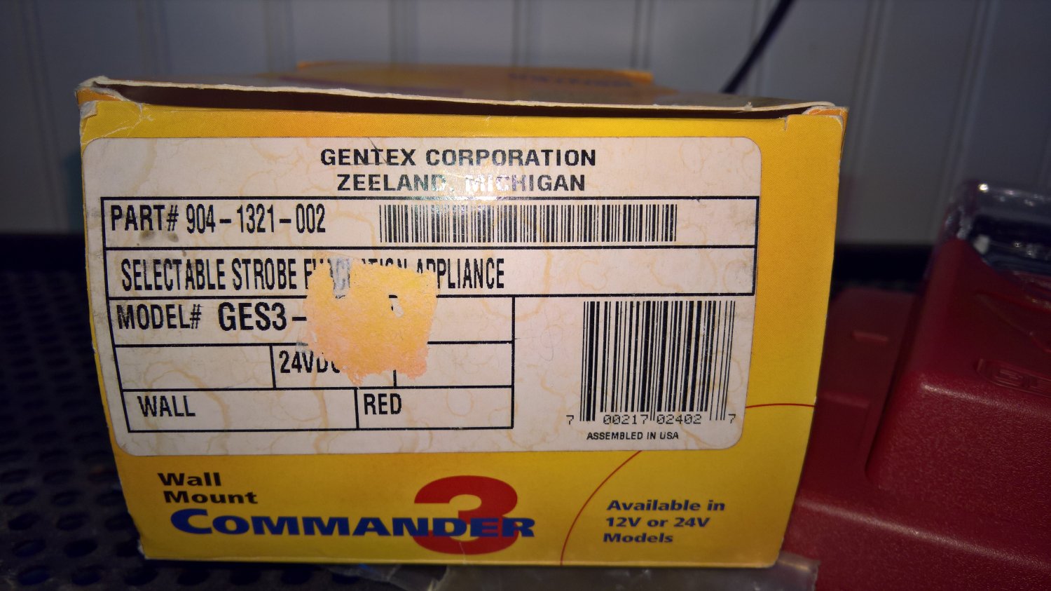 Gentex GES3-24WR Commander 3 Red Selectable Strobe Evacuation Appliance ...