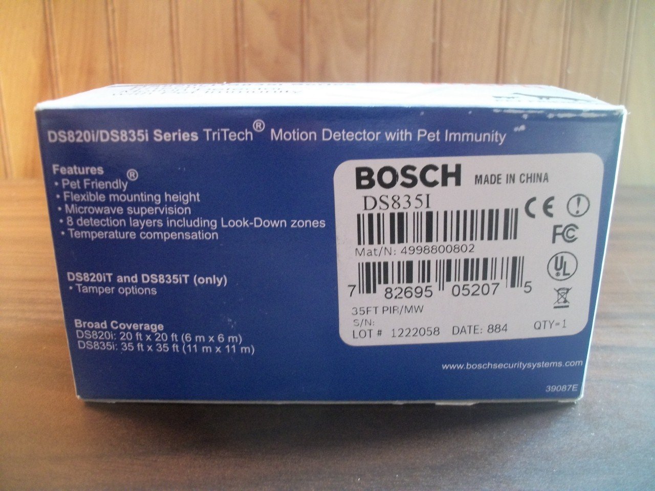 Bosch TriTech Motion Detector W/ Pet Immunity (DS835I) *NIB*
