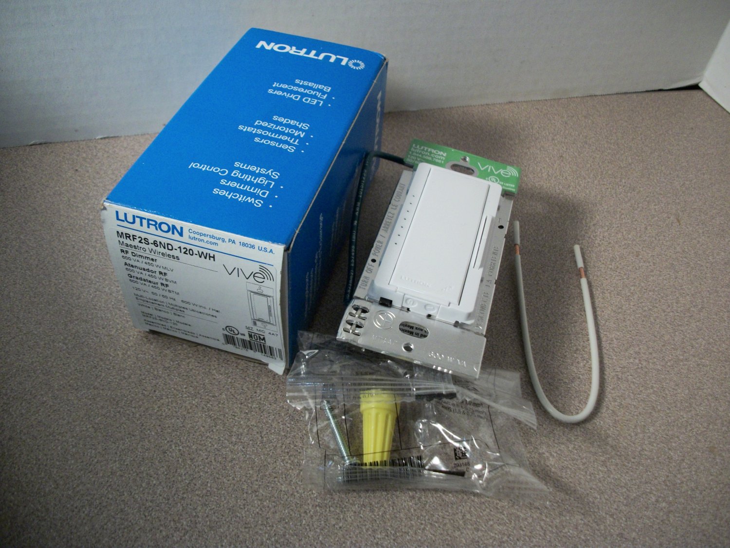 Lutron White Vive Maestro Wireless RF Dimmer Switch (MRF2S-6ND-120-WH ...