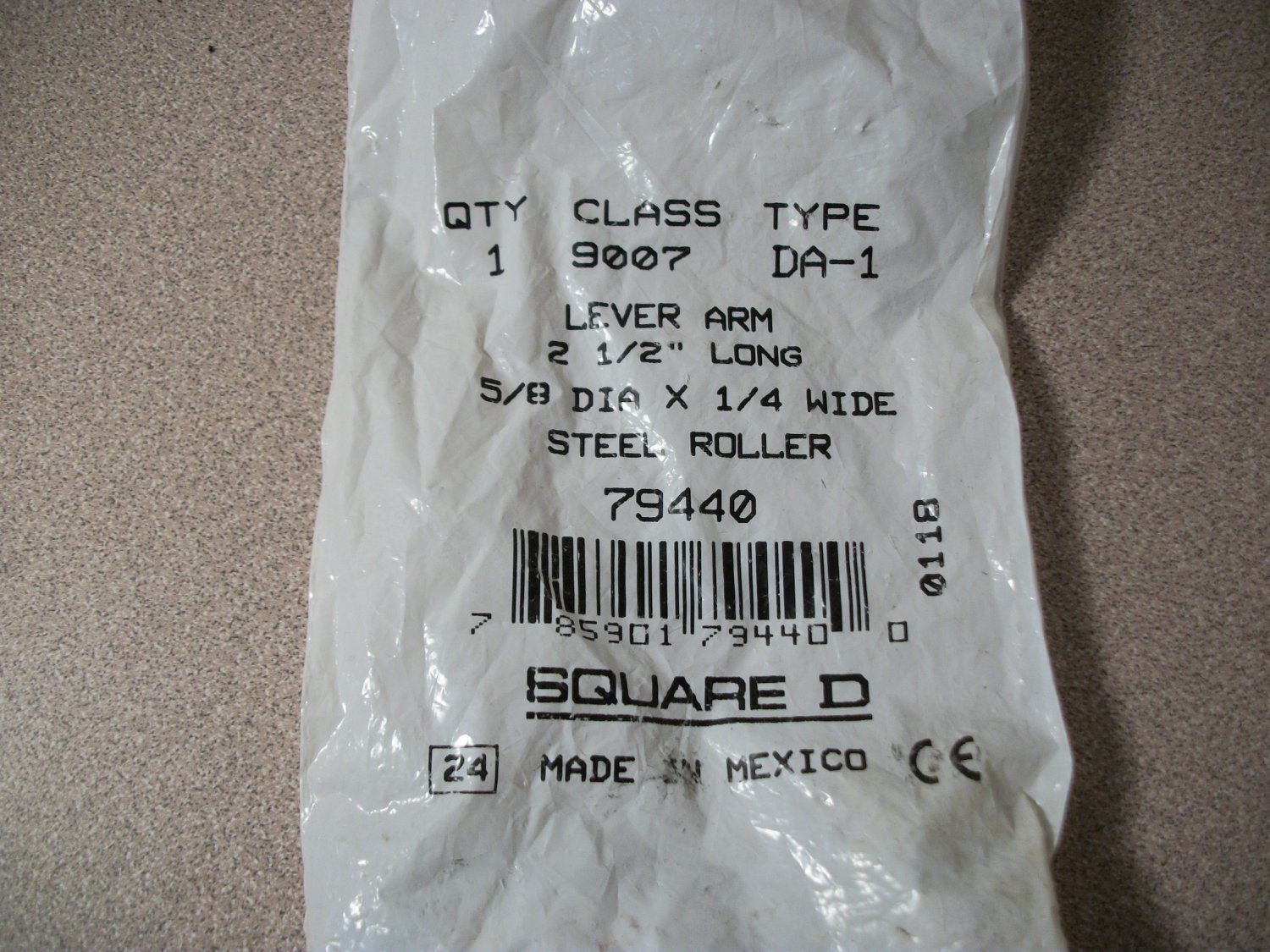 Square D 2-1/2" Long 5/8 Diameter X 1/4 Wide Steel Roller Lever Arm ...