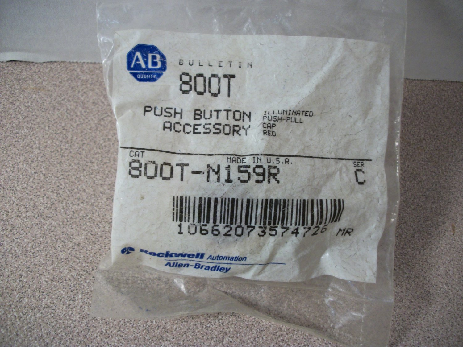 Allen-Bradley Red Illuminated Push-Pull Cap (800T-N159R) *NEW*