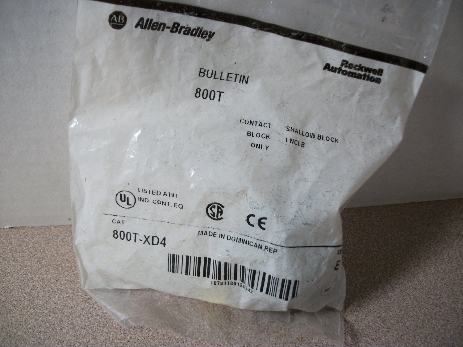 Allen-Bradley 1N.C.L.B. Shallow Block Contact Block (800T-XD4) *NEW*