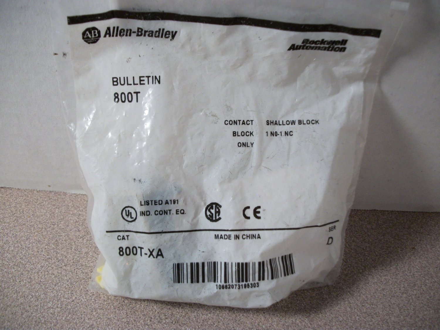 Allen-Bradley 1N.O. 1N.C. Shallow Block Contact Block (800T-XA) *NEW*