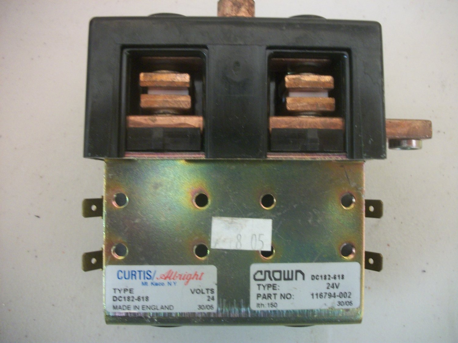 Crown Curtis Albright DC182-618 Contactor (116794-002) 24Volt *NOB*