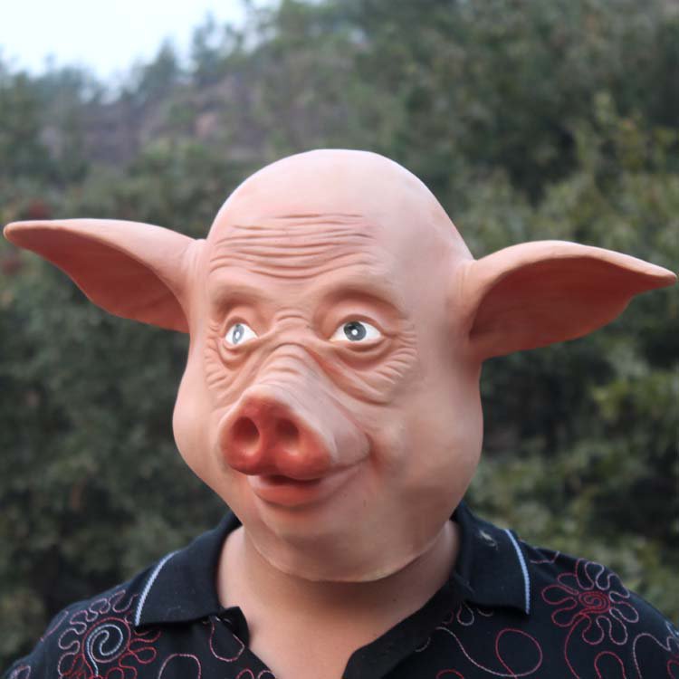 Creepy Pig Piggy Head Face Animal Costume Halloween Fun Party Prop ...