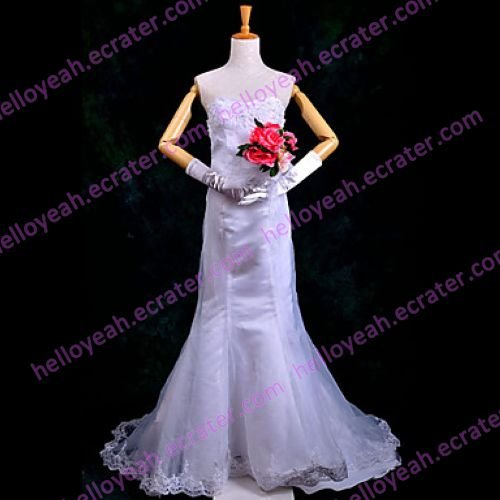 One Piece Boa Hancock Wedding Dress Cosplay Costume With Flower