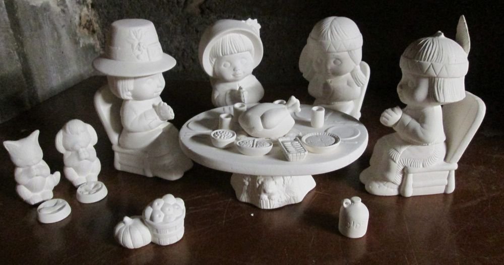 ceramic bisque U paint dona sweet tot thanksgiving set