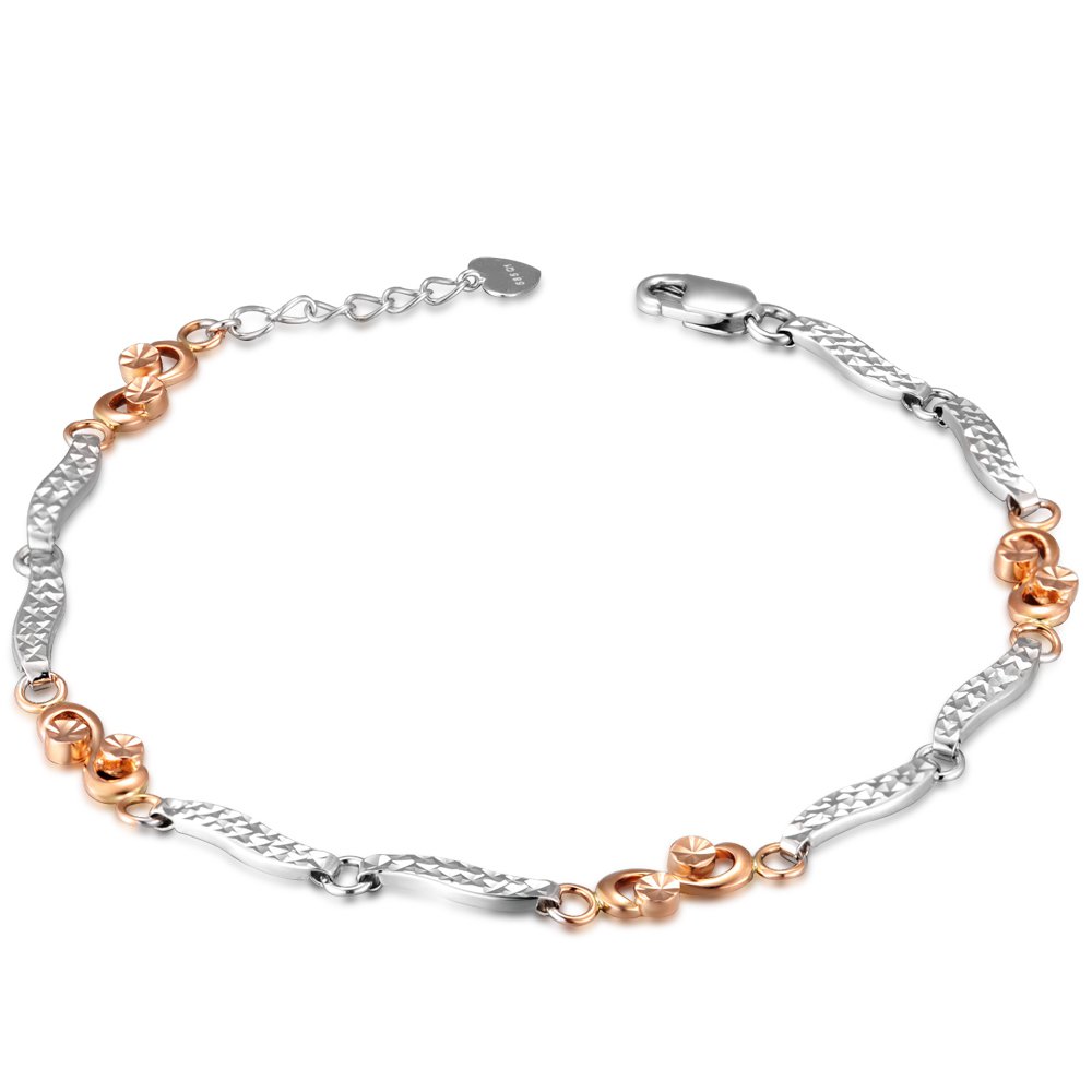 14K Rose White Gold Diamond-Cut Infinity Segment Bracelet 6.5" Wedding ...