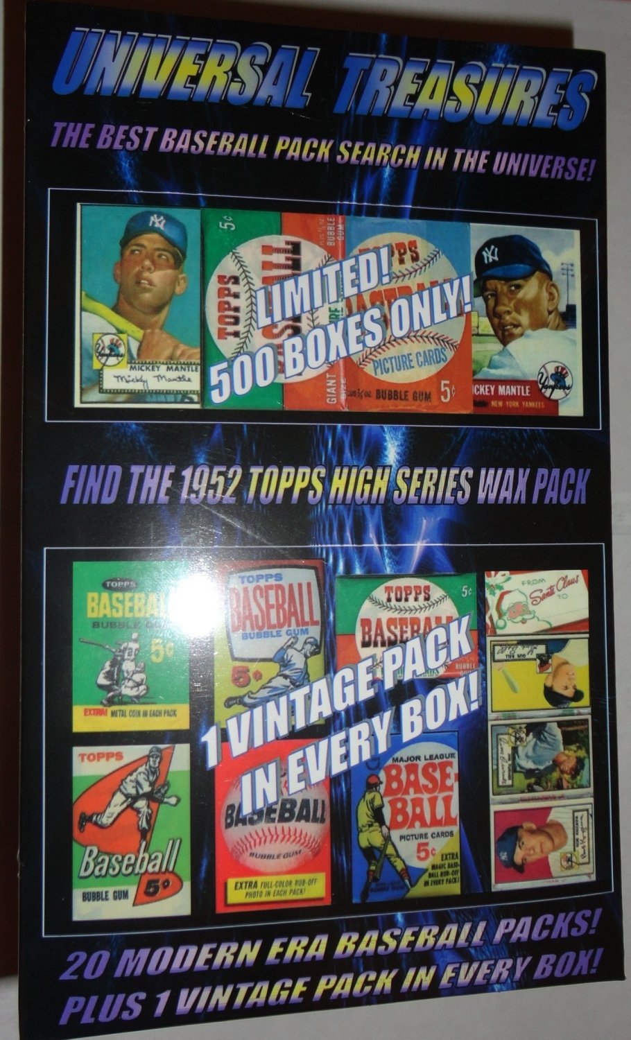 UNIVERSAL TREASURES BOX FIND THE 1952 TOPPS WAX PACK SEARCH! LIMITED TO ...