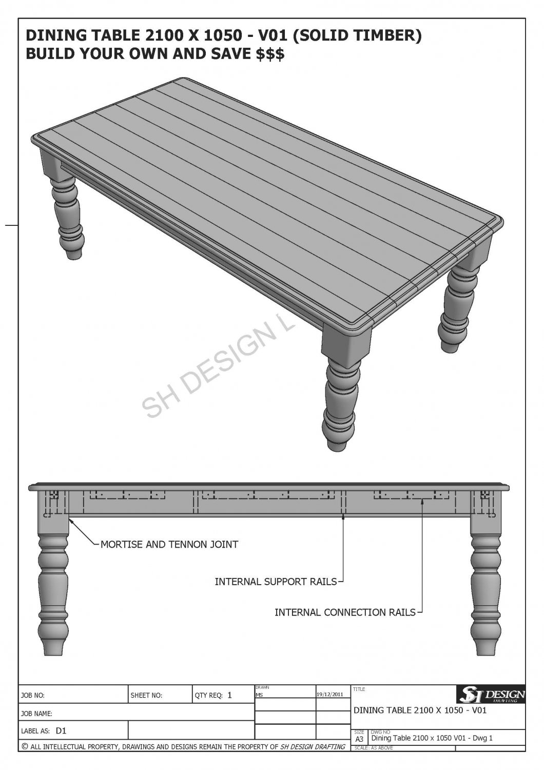 SOLID TIMBER DINING TABLE 2100 X 1050 - Make Your Own & SAVE HEAPS ...