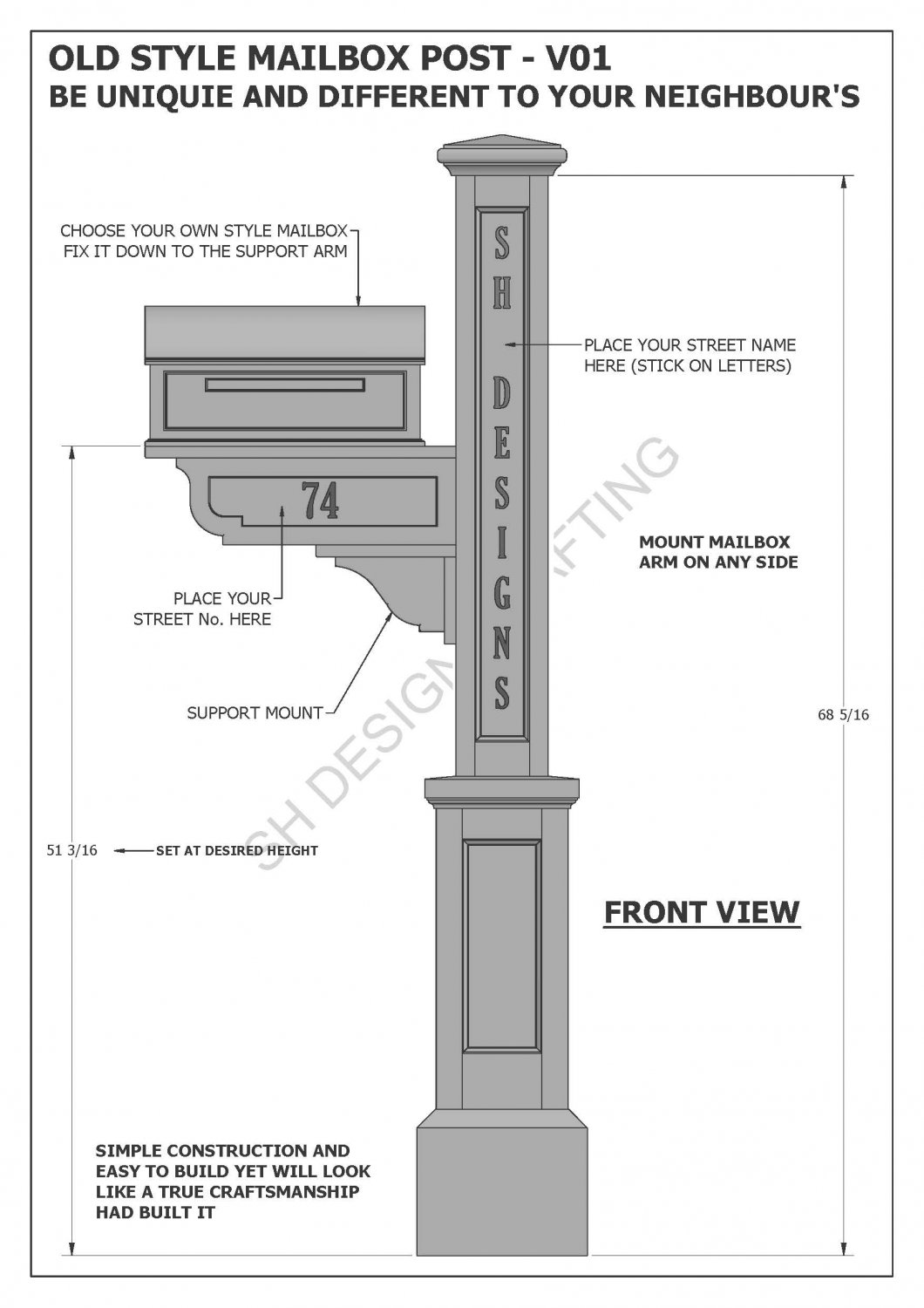 (BUILDING PLANS) for OLD STYLE MAILBOX / LETTERBOX POST V01 - BUILD ...